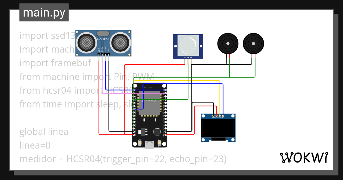 PIR Oled - Wokwi ESP32, STM32, Arduino Simulator