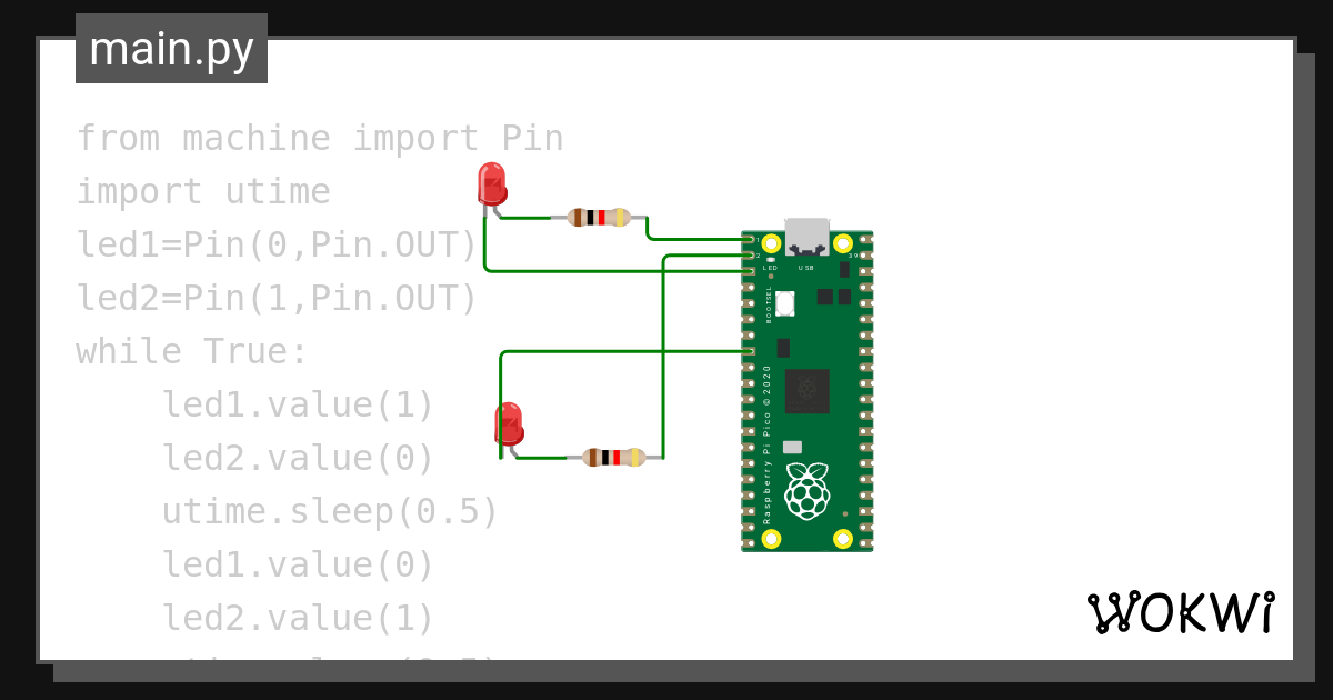 Alternatively Flasing Led Wokwi Esp32 Stm32 Arduino Simulator 8048