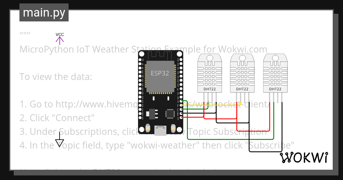 MicroPython MQTT Weather Logger (ESP32) Copy (3) - Wokwi ESP32, STM32, Arduino Simulator