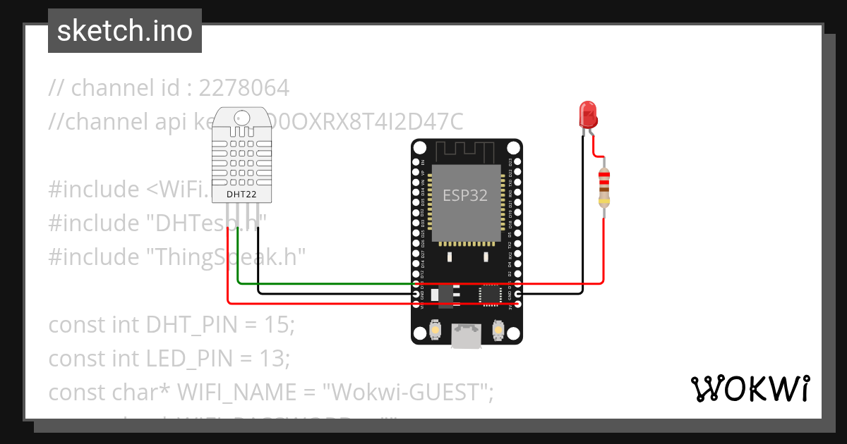 DHT 22 exam - Wokwi ESP32, STM32, Arduino Simulator