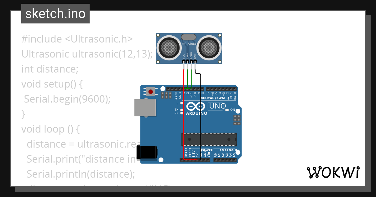 ultrasonic sensor - Wokwi ESP32, STM32, Arduino Simulator
