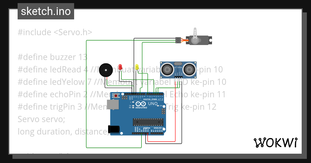 Servo,Buzzer, Ultrasonic - Wokwi ESP32, STM32, Arduino Simulator
