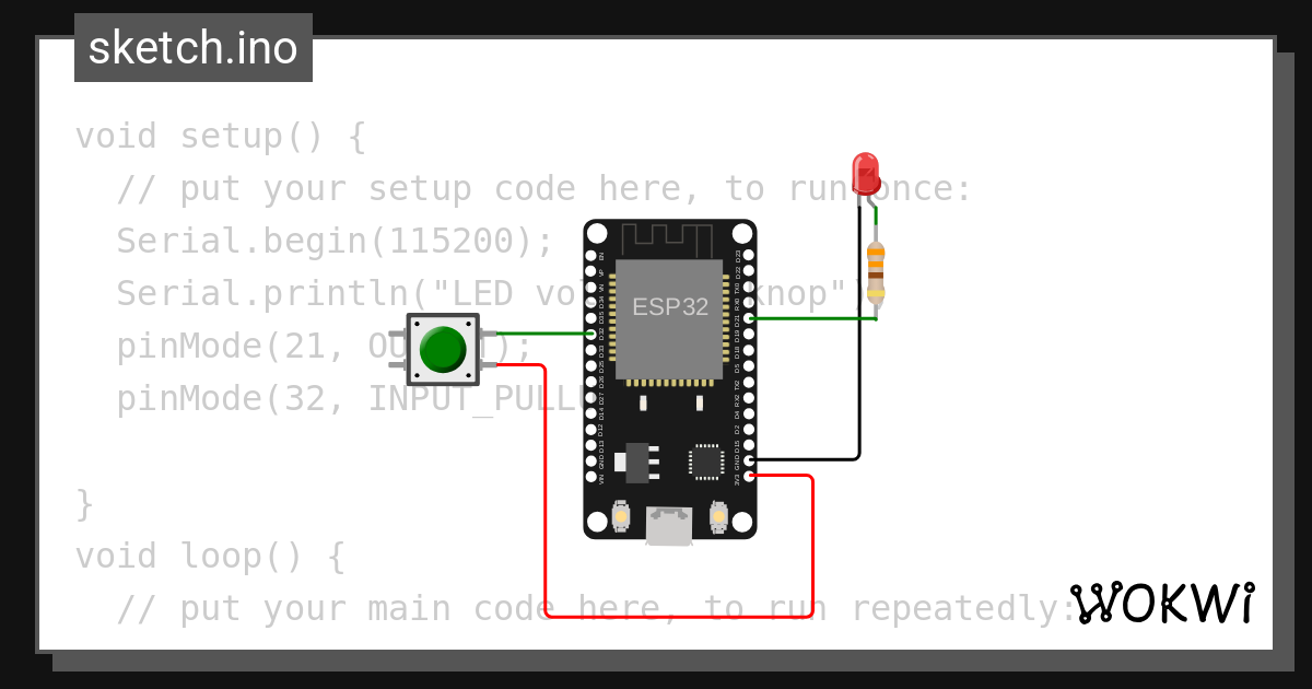 Les 4 Led Volgt Drukknop Wokwi Esp32 Stm32 Arduino Simulator 9831