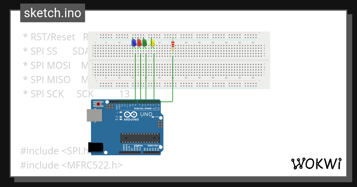 RFID & LED - Wokwi ESP32, STM32, Arduino Simulator