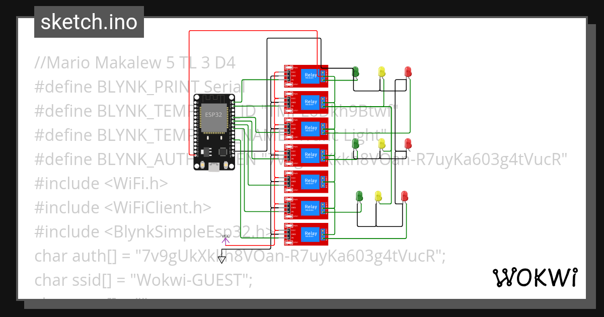 Tugas 6 Trafic Light - Wokwi ESP32, STM32, Arduino Simulator