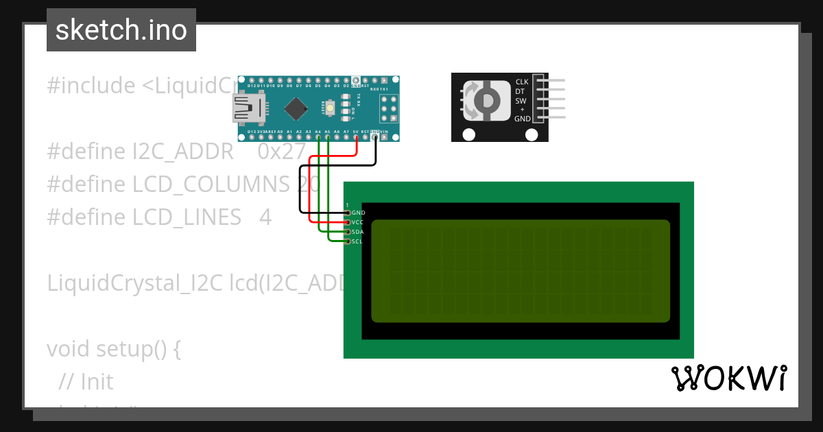 encoder for led menu - Wokwi ESP32, STM32, Arduino Simulator