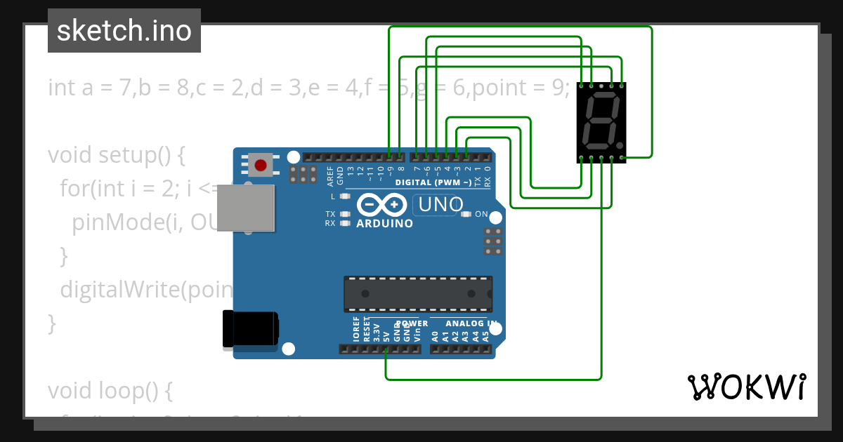 7-segment 0-9 - Wokwi ESP32, STM32, Arduino Simulator