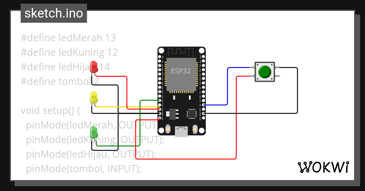 LED BUTTON - Wokwi ESP32, STM32, Arduino Simulator