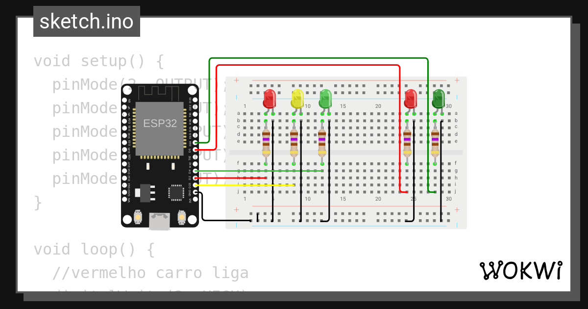 Semáforo Wokwi Esp32 Stm32 Arduino Simulator 9583