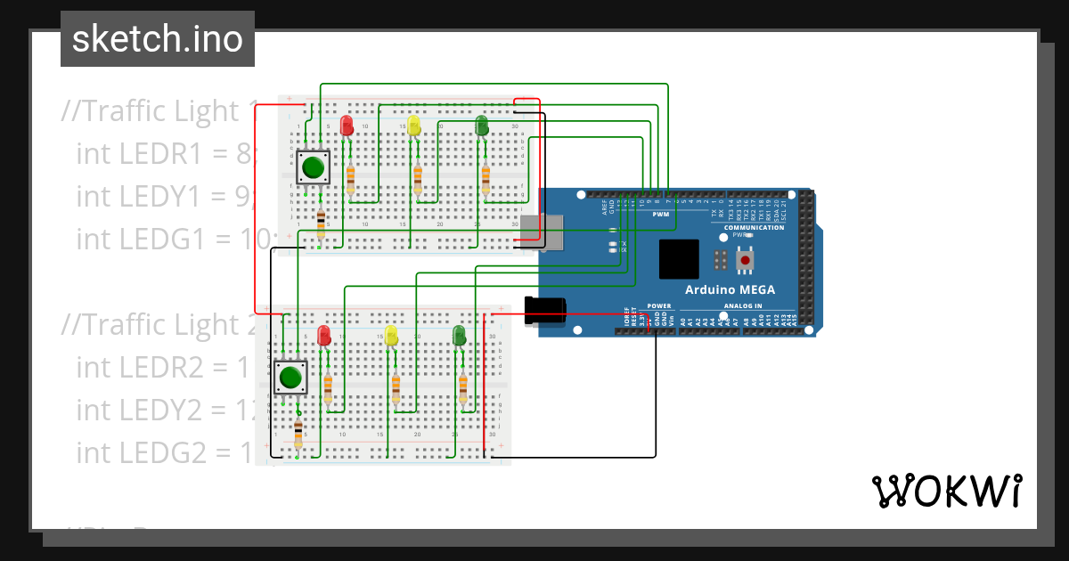 TRAFFICLIGHTS 11 - Wokwi ESP32, STM32, Arduino Simulator