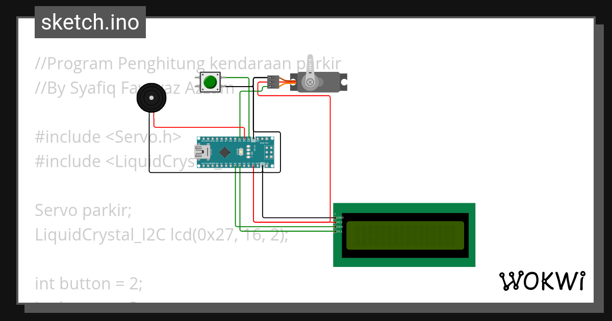 Program Tempat Parkir-Syafiq Fawwaz Azzam - Wokwi ESP32, STM32, Arduino Simulator