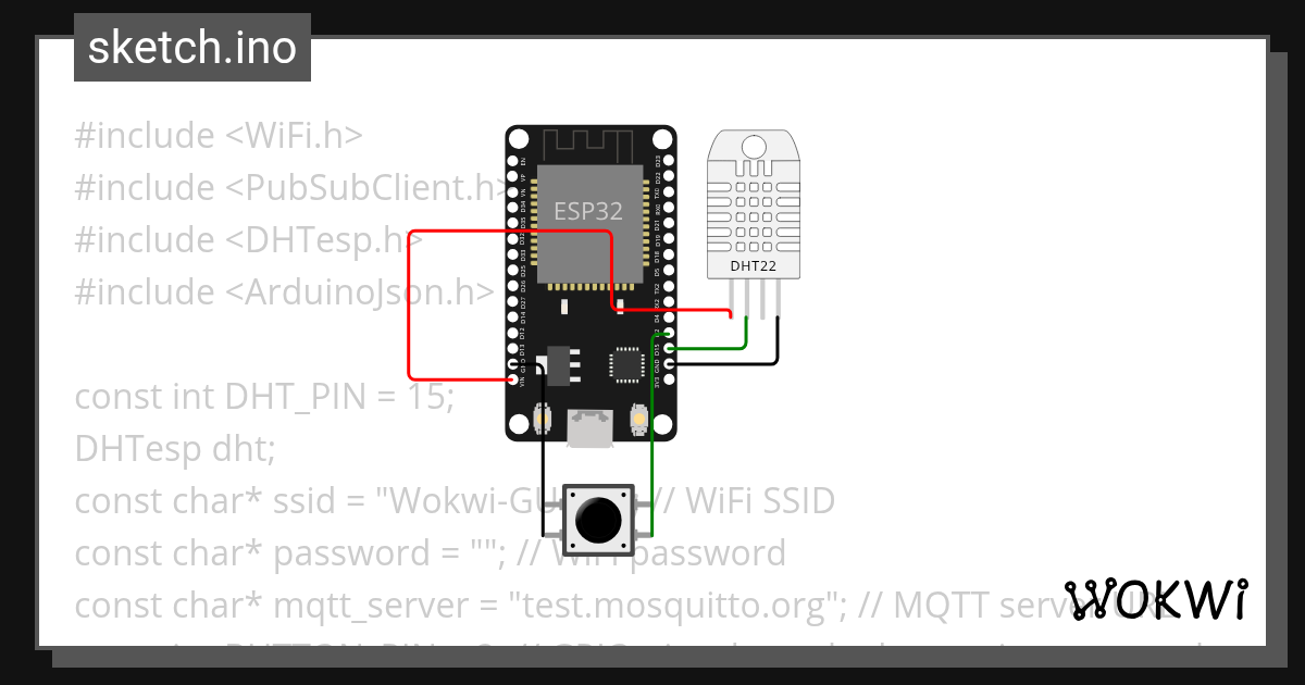 DHT+ESP32+MQTT - Wokwi ESP32, STM32, Arduino Simulator