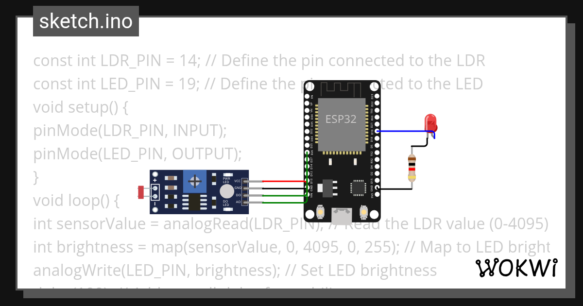 LDR - Wokwi ESP32, STM32, Arduino Simulator
