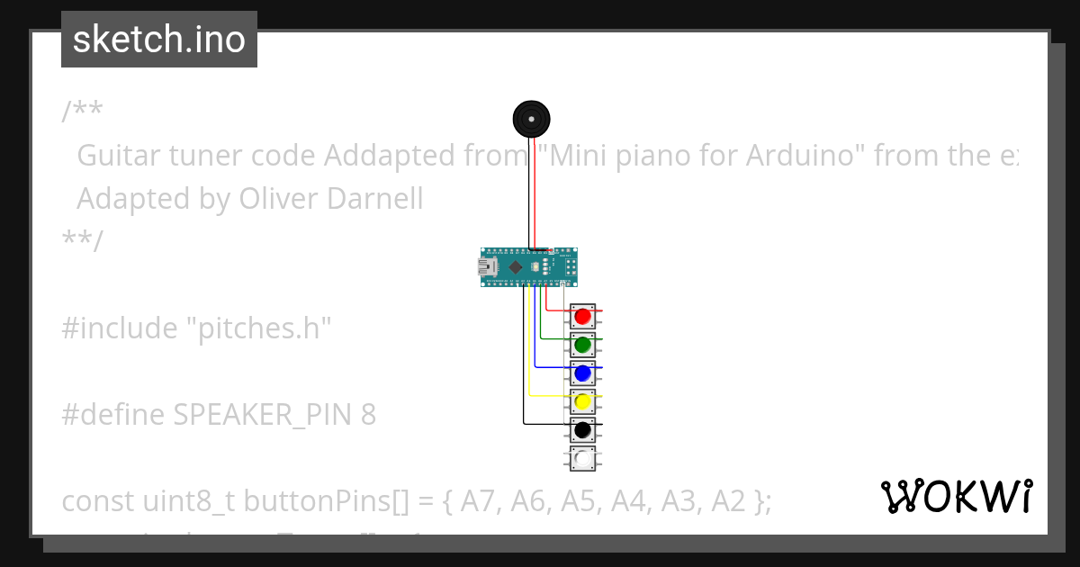 Guitar stand tuner 5 - Wokwi ESP32, STM32, Arduino Simulator
