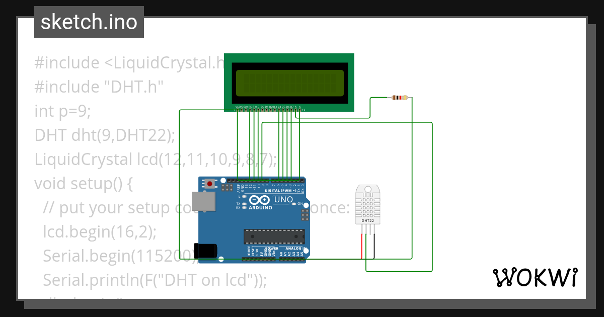 dht_on_lcd - Wokwi ESP32, STM32, Arduino Simulator