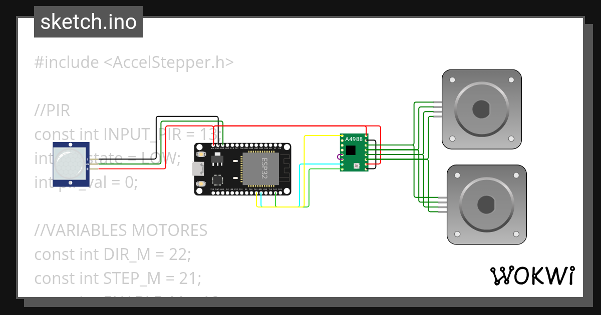 3 Ejercicio Pir - Wokwi ESP32, STM32, Arduino Simulator