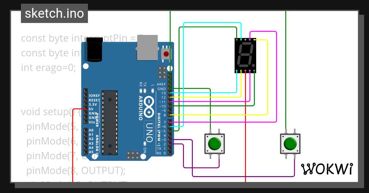 Display - Subir - Bajar - Wokwi ESP32, STM32, Arduino Simulator