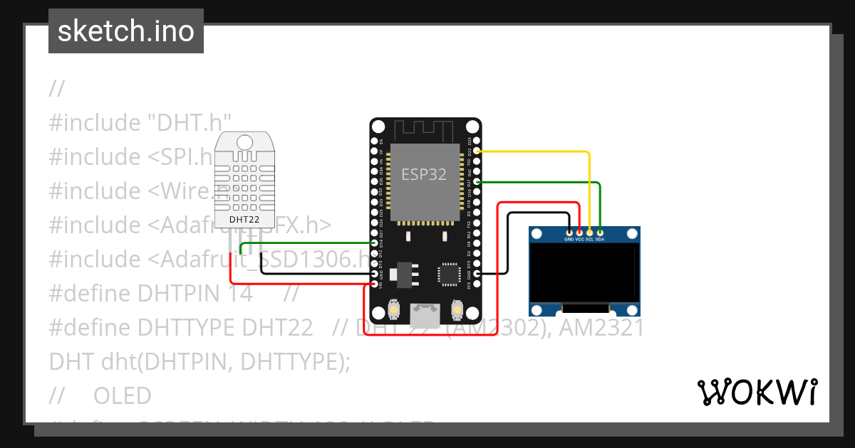 DHT22_OLED - Wokwi ESP32, STM32, Arduino Simulator