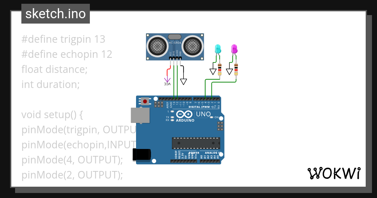 3. Ultra Sonic - Wokwi ESP32, STM32, Arduino Simulator