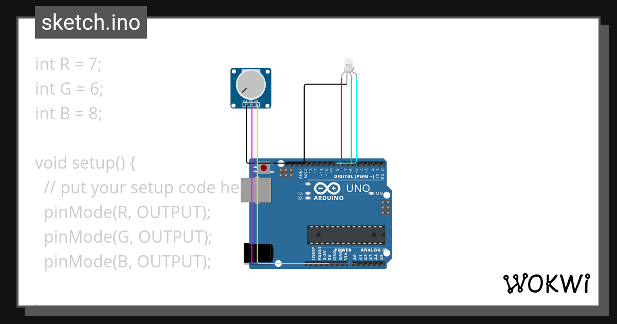 Project 280 - Controlling RGB Light - Wokwi ESP32, STM32, Arduino Simulator