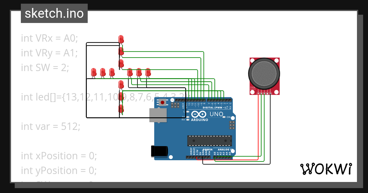 Joystick LED - Wokwi ESP32, STM32, Arduino Simulator