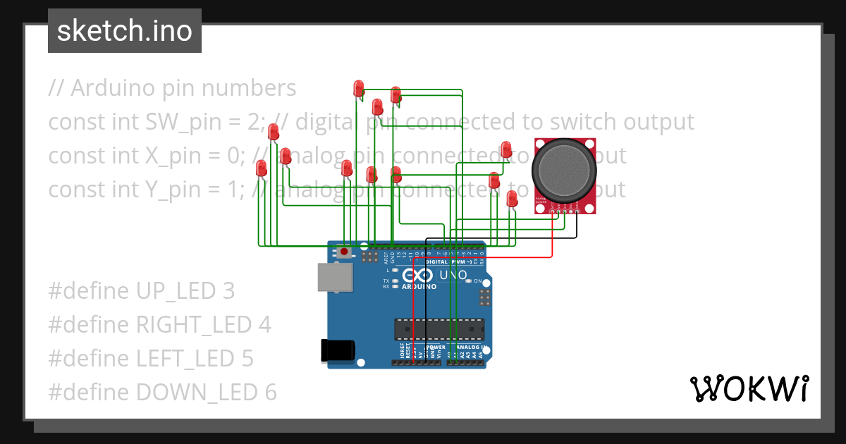 Joystick LED - Wokwi ESP32, STM32, Arduino Simulator