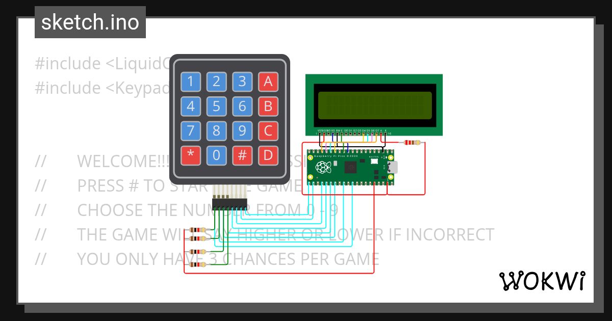 Guessing Game py - Wokwi ESP32, STM32, Arduino Simulator