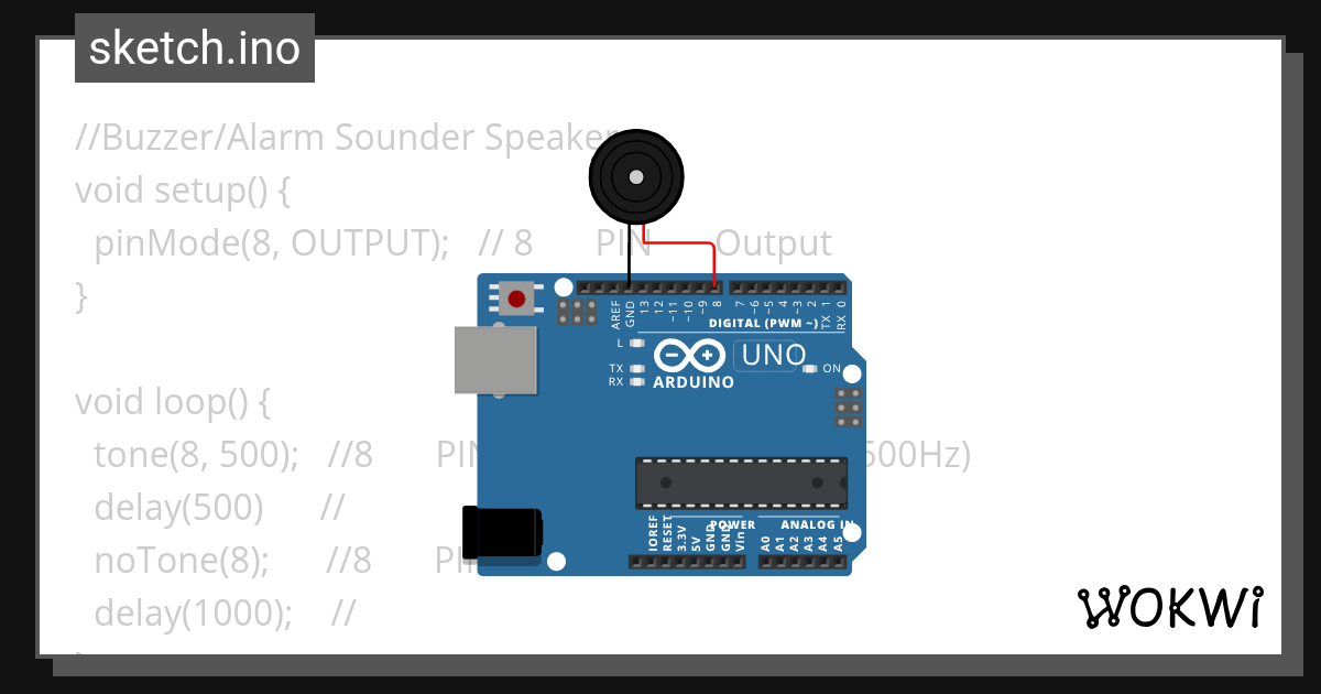 Pro_04 Tone using Buzzer - Wokwi ESP32, STM32, Arduino Simulator