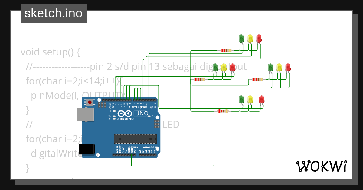 4 simpang traffic light - Wokwi ESP32, STM32, Arduino Simulator