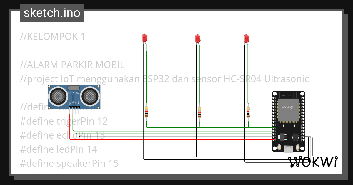Alarm Parkir - Wokwi ESP32, STM32, Arduino Simulator