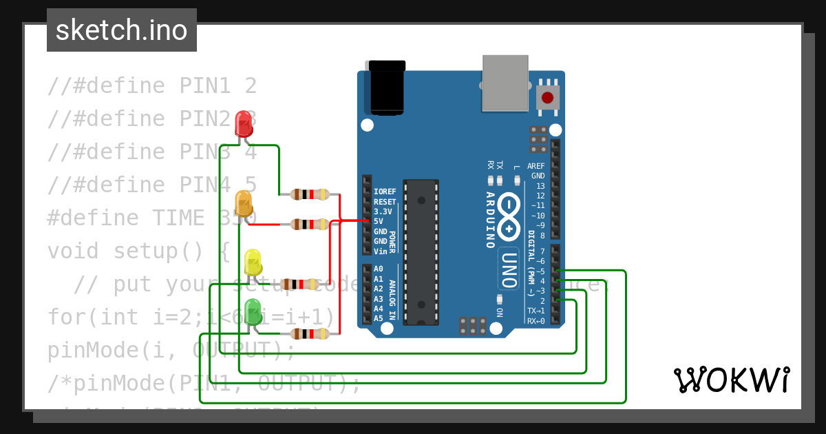 四个二极管 Copy Wokwi Esp32 Stm32 Arduino Simulator 8442