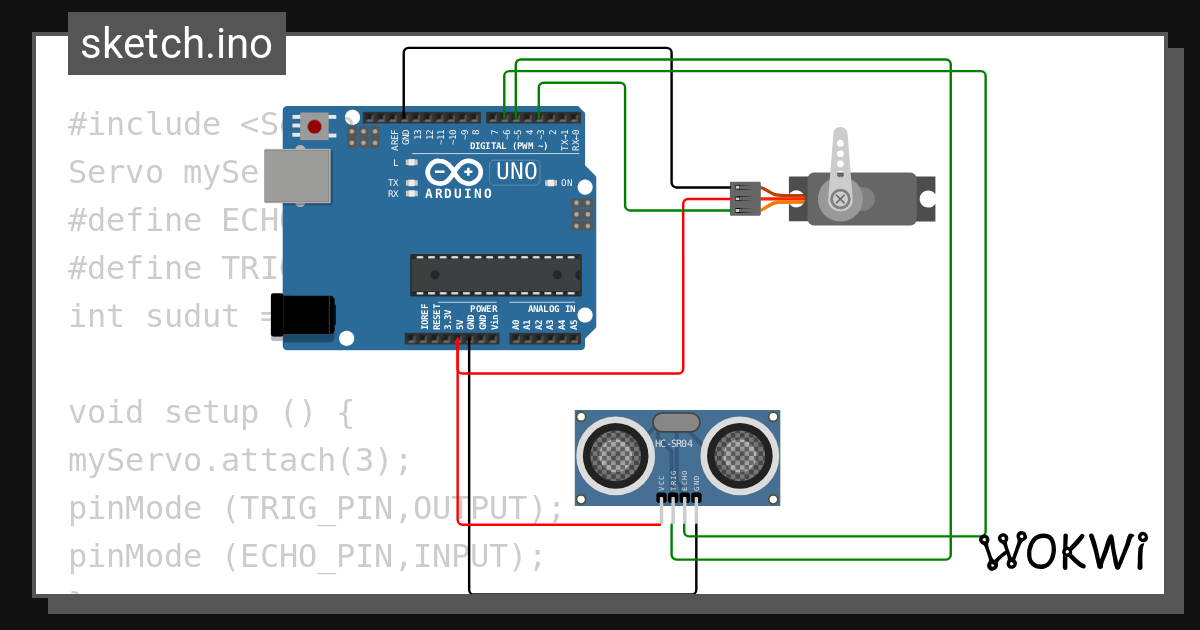 servo dan sensor ultrasonic - Wokwi ESP32, STM32, Arduino Simulator servo dan sensor ultrasonic - Wokwi ESP32, STM32, Arduino Simulator