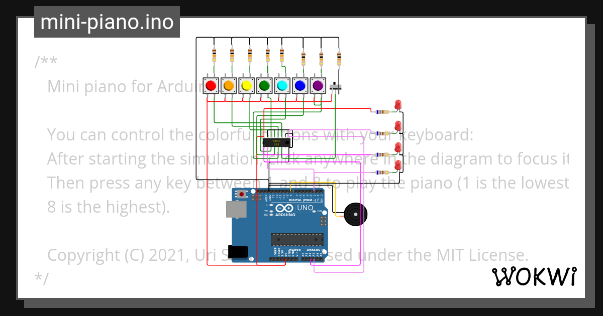 74HC165 Arduino WT588 - Wokwi ESP32, STM32, Arduino Simulator