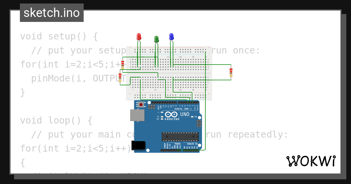 流水灯3个,理实2302韩元义 Wokwi Esp32 Stm32 Arduino Simulator 3141