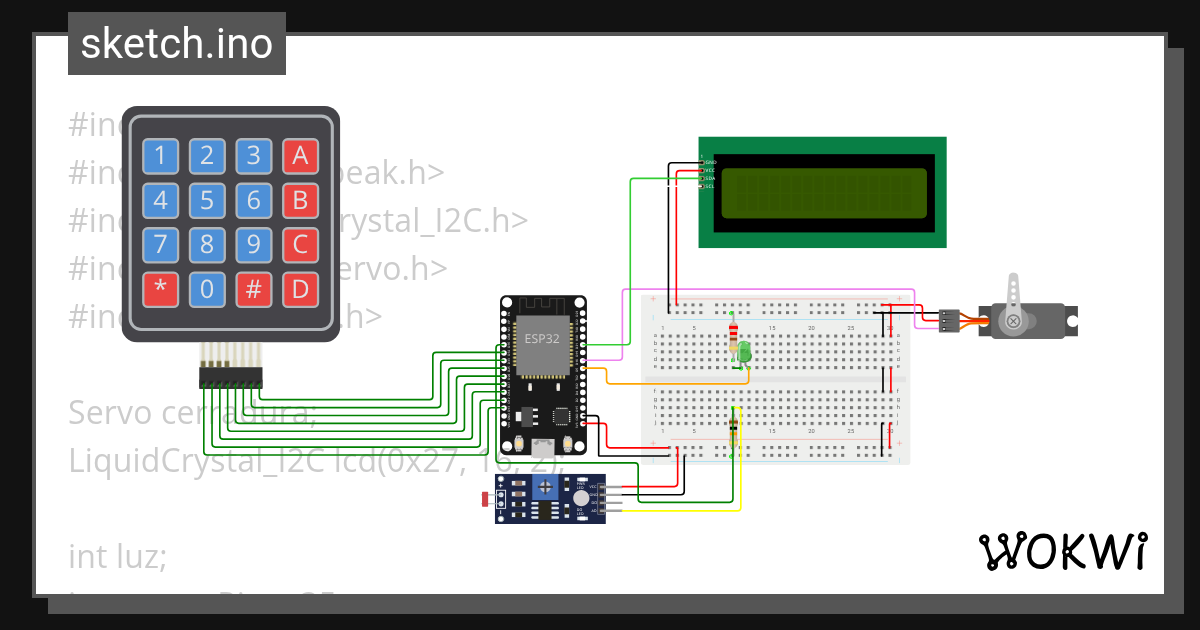 Cerradura Led LCD Thingspeak Teclado - Wokwi ESP32, STM32, Arduino Simulator