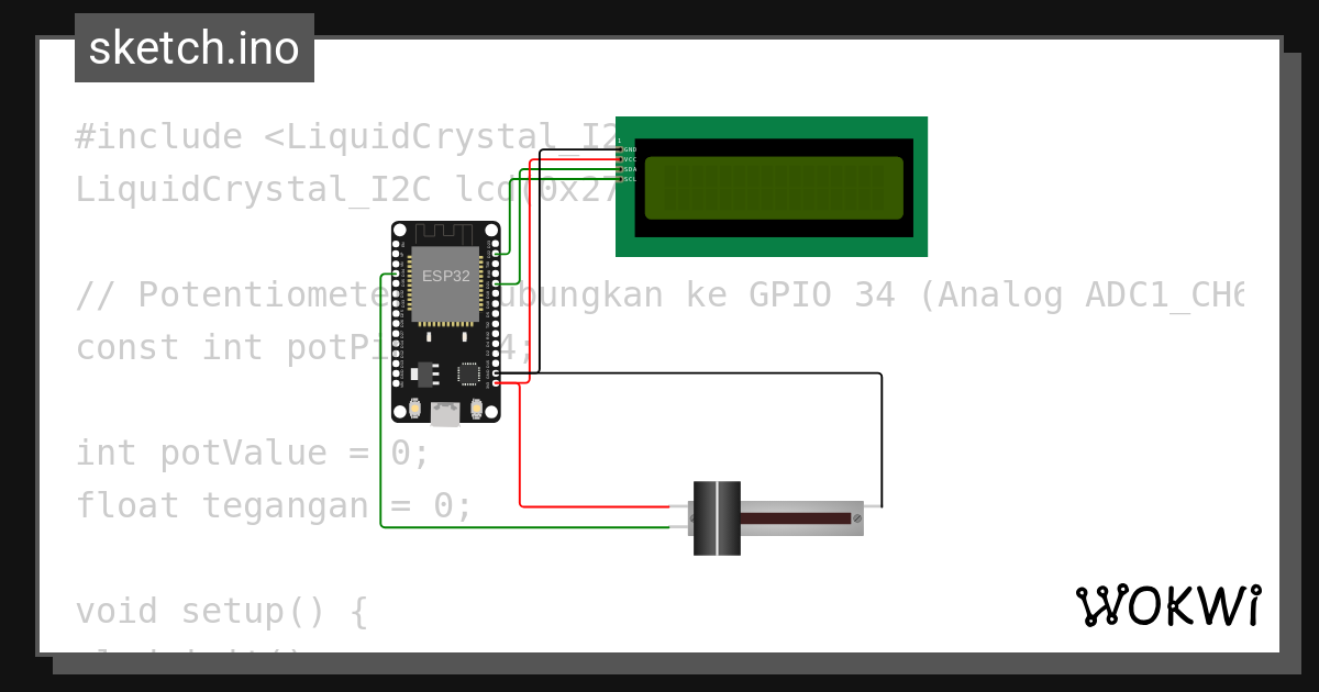 Potensio I2c With Esp32 Wokwi Esp32 Stm32 Arduino Simulator