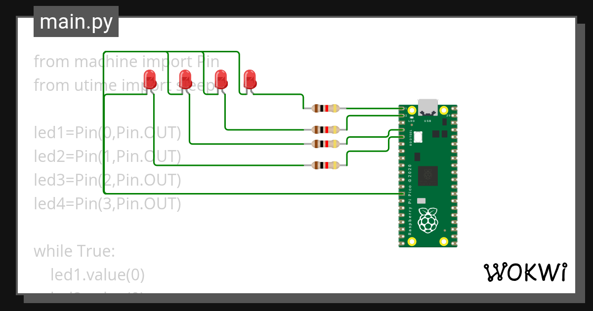 4-bit binary - Wokwi ESP32, STM32, Arduino Simulator