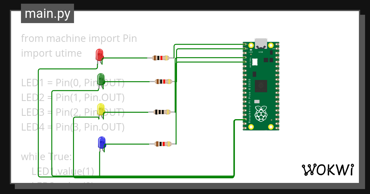 serial flash LED - Wokwi ESP32, STM32, Arduino Simulator
