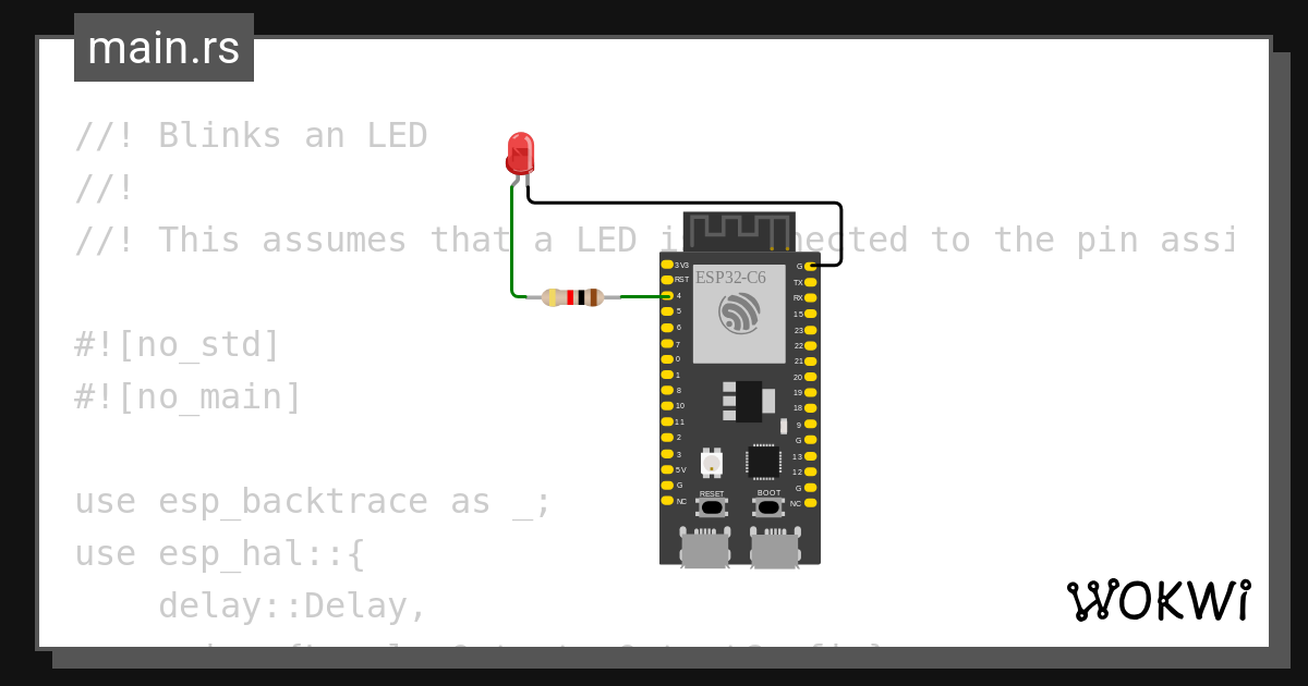 Esp32c6 Rust No Std Blinky Wokwi Esp32 Stm32 Arduino Simulator