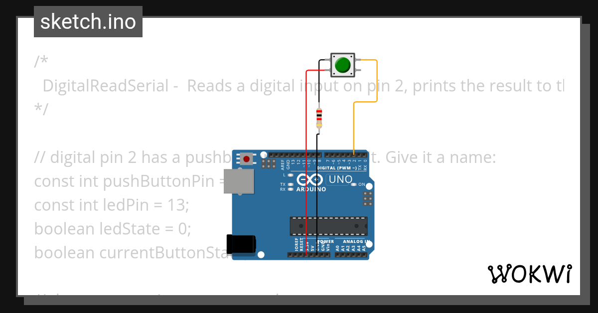 Button, Serial Out - Wokwi ESP32, STM32, Arduino Simulator