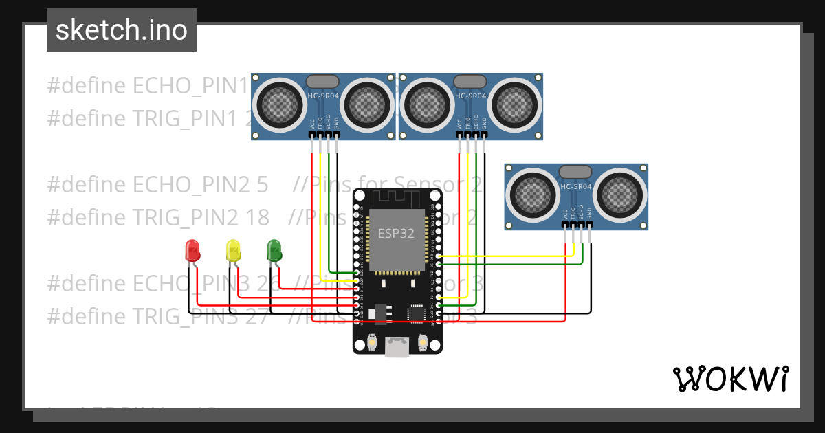 ULTRA SONIK SENSORS - Wokwi ESP32, STM32, Arduino Simulator