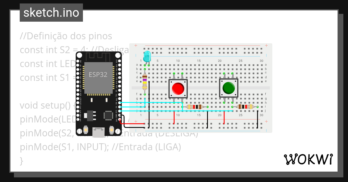 comando bimanual logica OU - Wokwi ESP32, STM32, Arduino Simulator