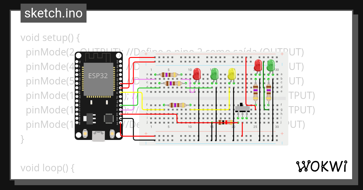 semaforo amarelo piscante - Wokwi ESP32, STM32, Arduino Simulator