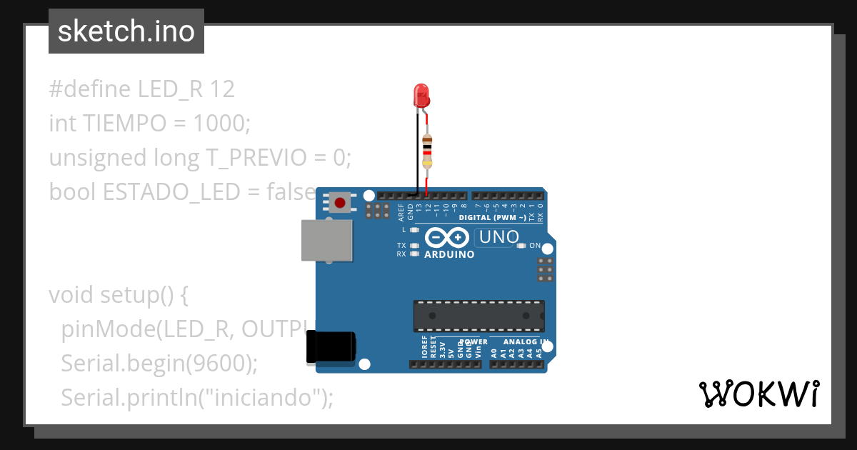 TIngII-BlinkLed-serial - Wokwi ESP32, STM32, Arduino Simulator