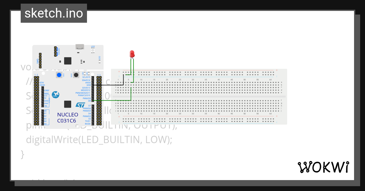 Spegni e accendi led - Wokwi ESP32, STM32, Arduino Simulator