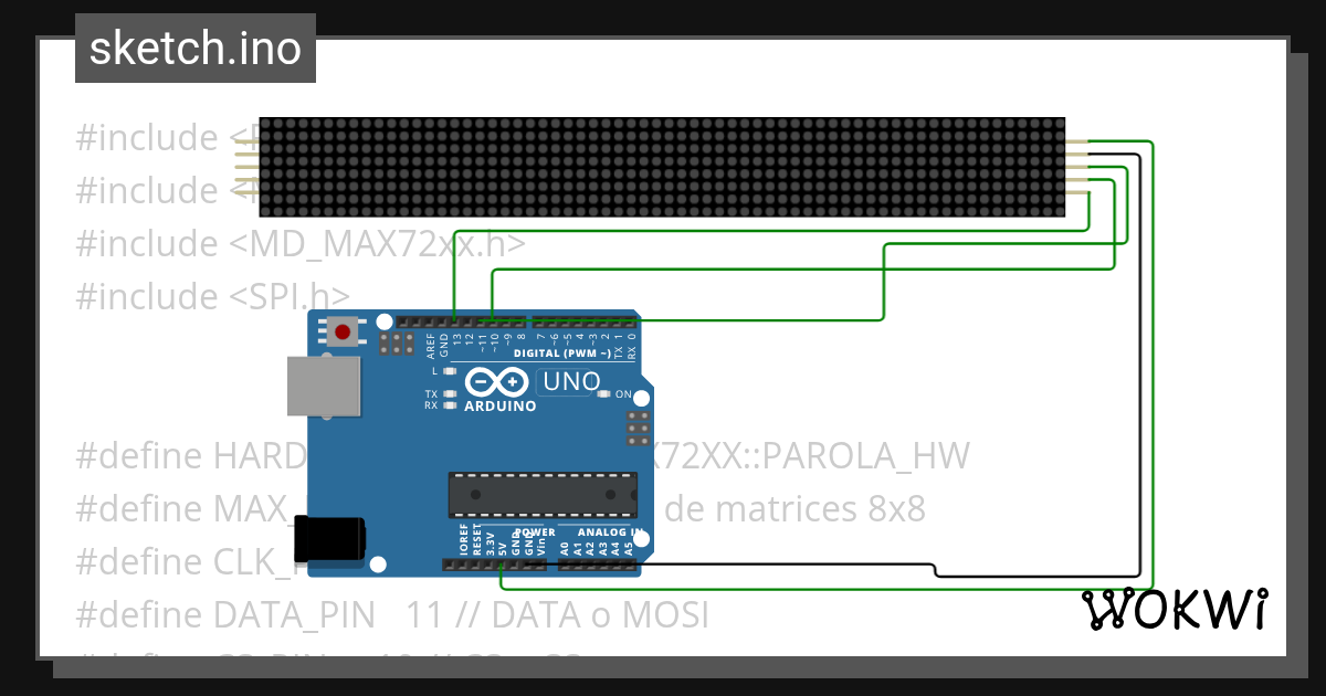 Letrero Led 8x32 01 Wokwi Esp32 Stm32 Arduino Simulator 4115
