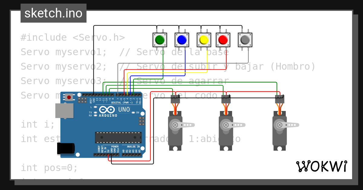 Control Brazo 5 Puntos Modificado Wokwi Esp32 Stm32 Arduino Simulator