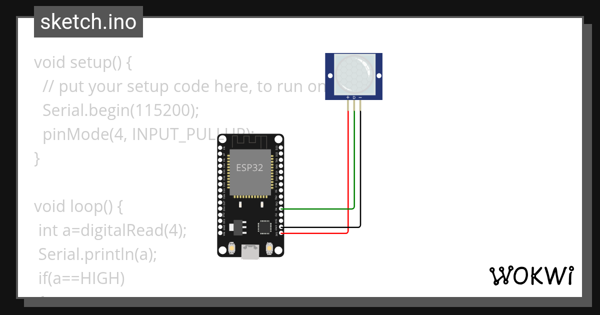 PIR sensor motion - Wokwi ESP32, STM32, Arduino Simulator PIR sensor motion - Wokwi ESP32, STM32, Arduino Simulator