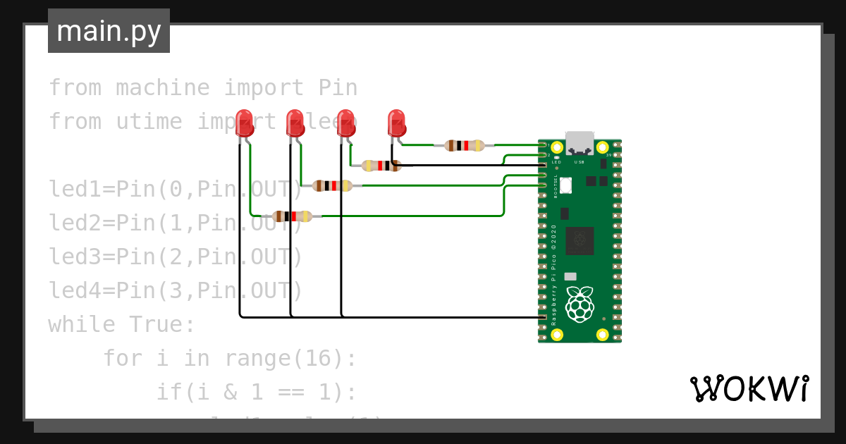 4bit Led Wokwi Esp32 Stm32 Arduino Simulator