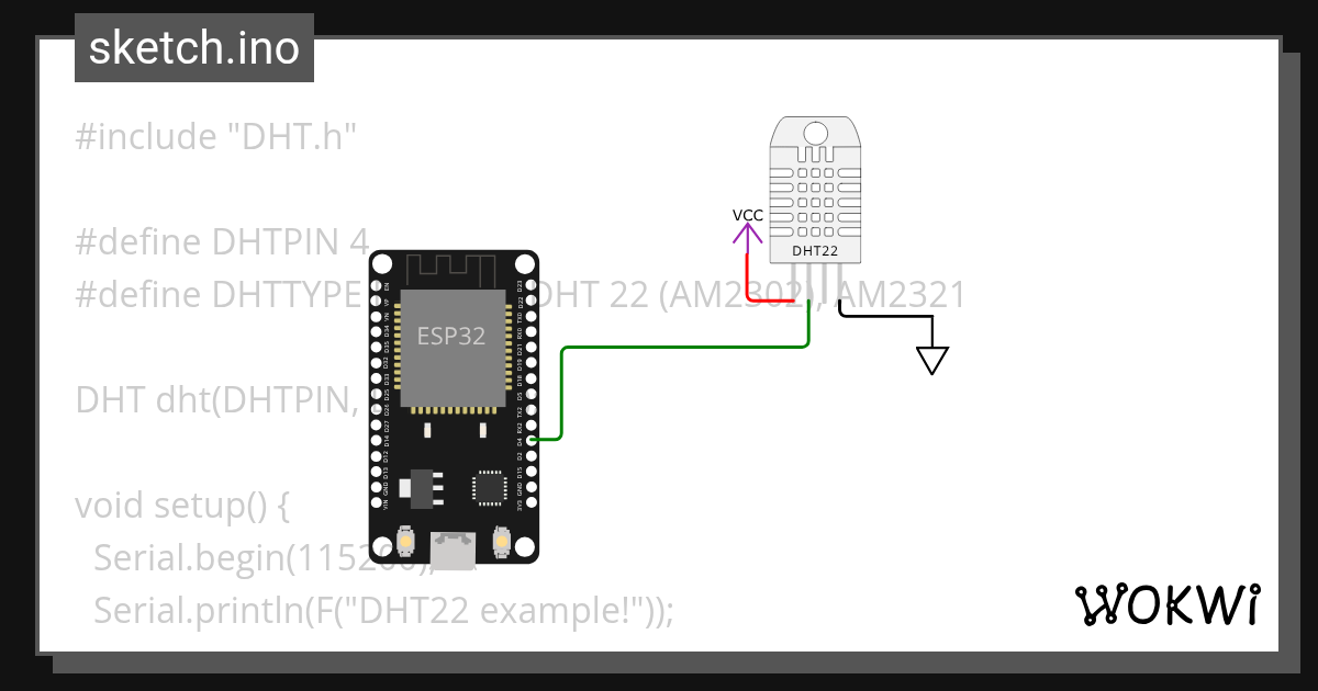 dht sensor - Wokwi ESP32, STM32, Arduino Simulator